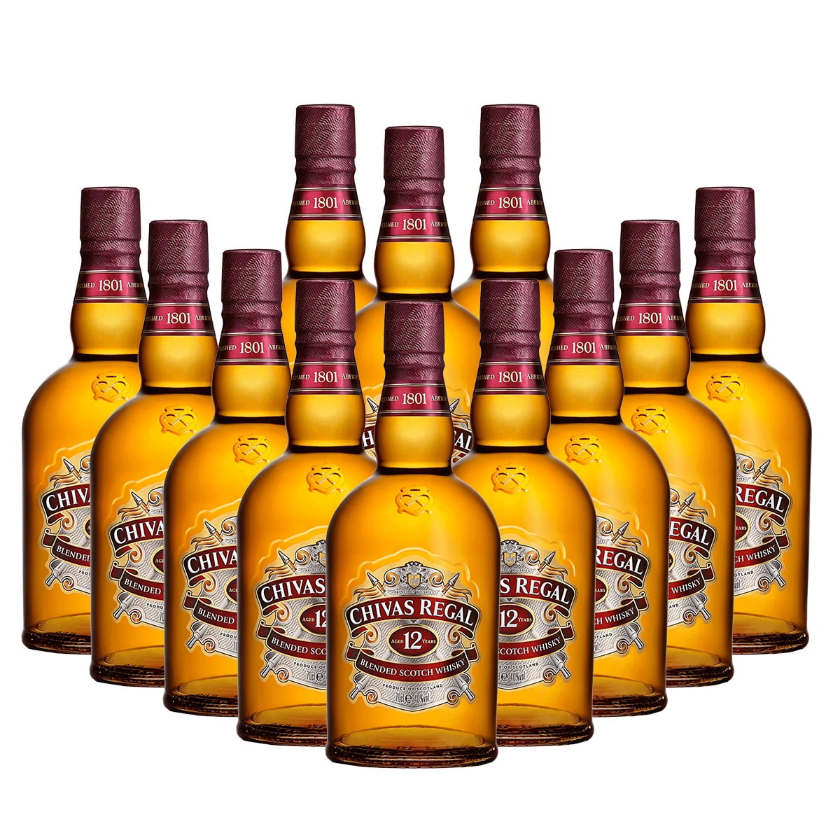 Pack x 12 - Whisky Chivas Regal Blend 12 Años 1 L Chivas Regal Blend 12 ...