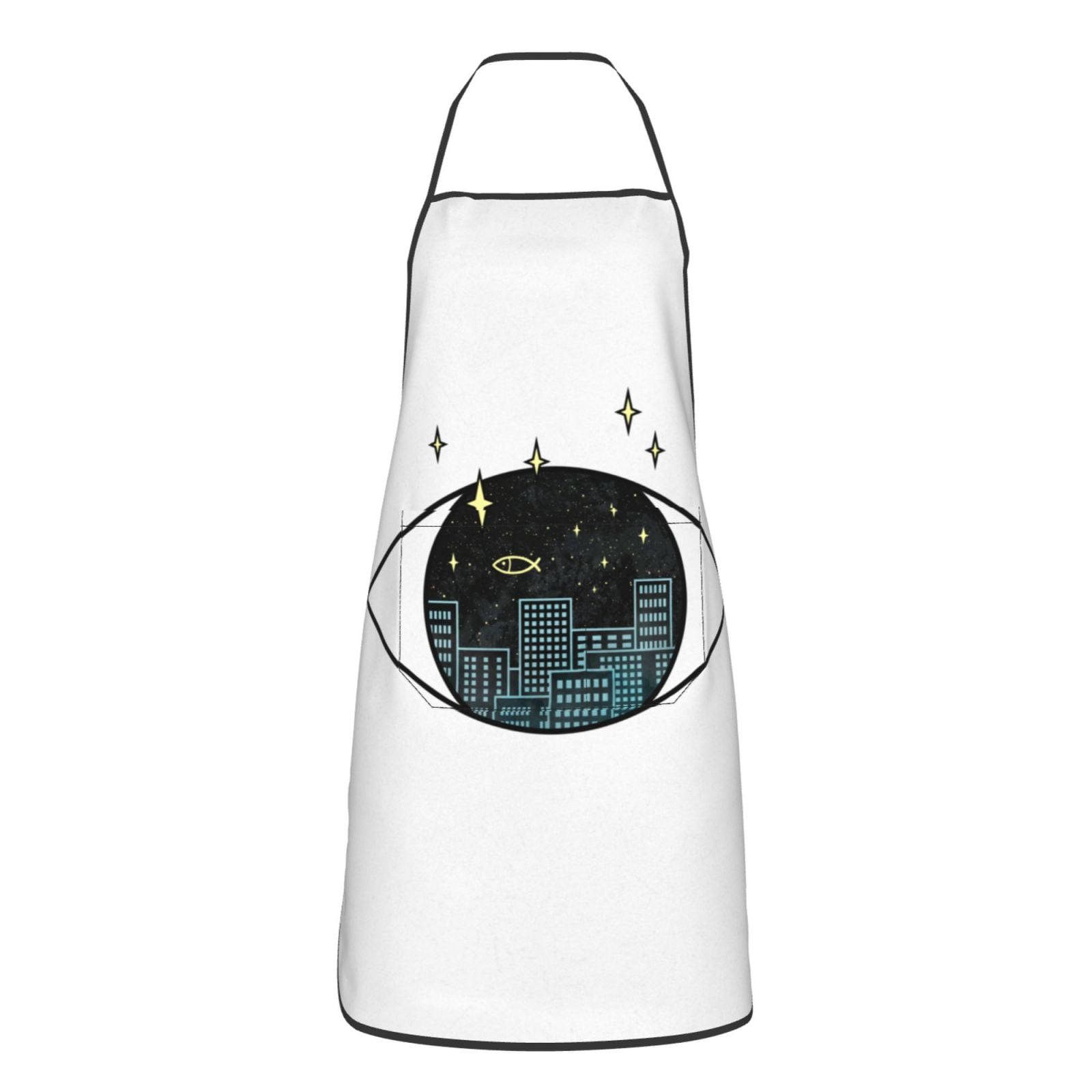 ZNDUO Cartoon City Pattern Apron, Adjustable Bib Soft Chef Aprons ...