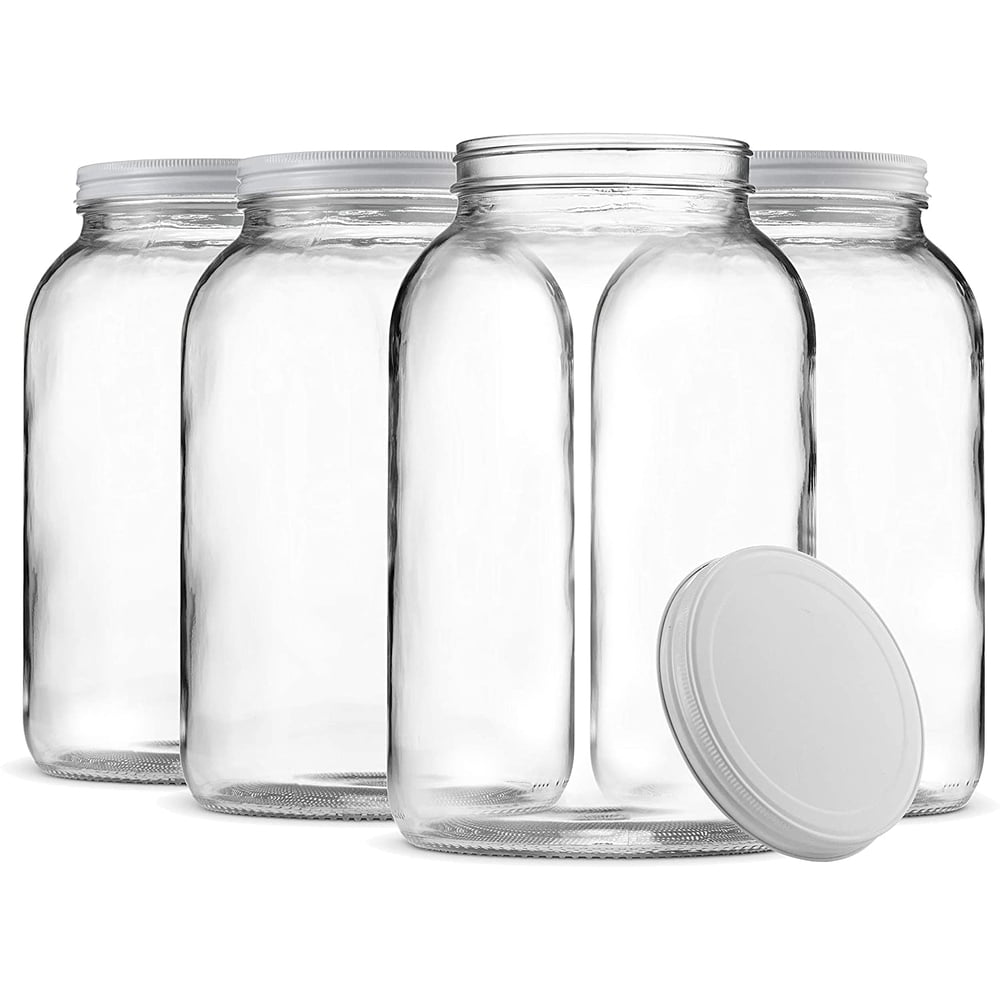 Wide Mouth 1 Gallon Clear Glass Jar + Metal Lid With Airtight Liner ...