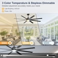 72'' Ceiling Fan with Light - Remote & APP Control, 3 CTT Dimmable, 6 ...