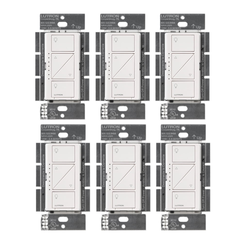 Lutron Caseta Wireless Smart Lighting Dimmer Switch (White, 6-Pack ...