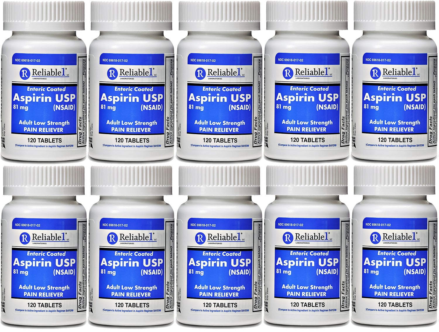 Aspirin Adult Low Dose 81 mg Generic for Bayer Low Dose Regimen Enteric ...