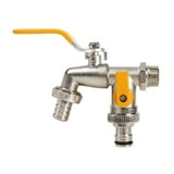 Garden Water Faucet,Gardening Alloy Faucet with Double Outlet,Outside ...