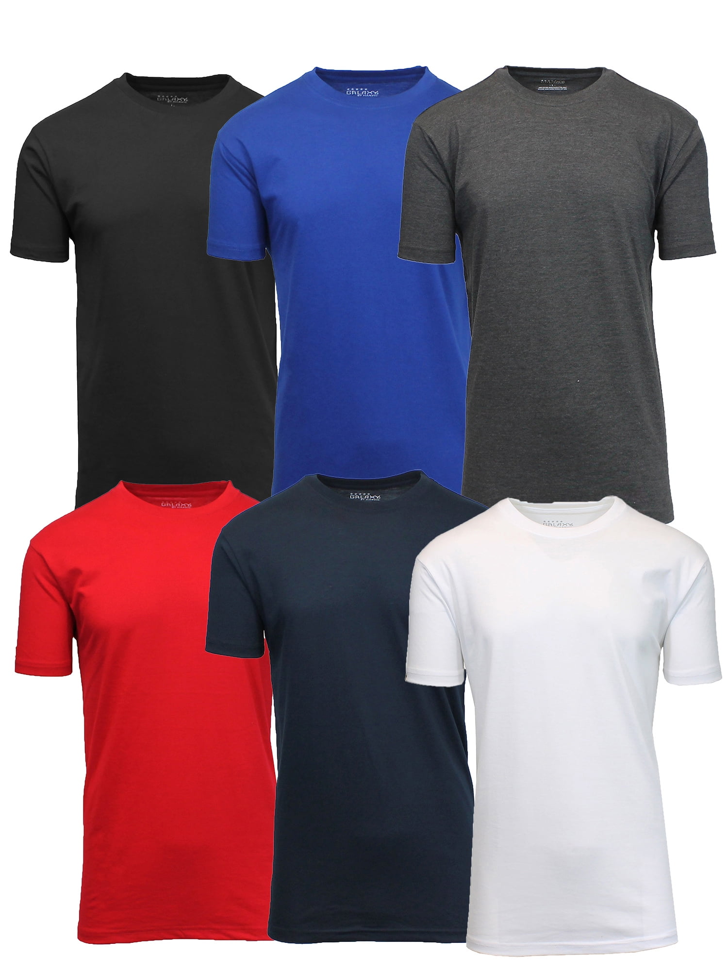 Mens Short Sleeve Crew Neck Cotton Blend Classic Tee S 3xl 6 Pack