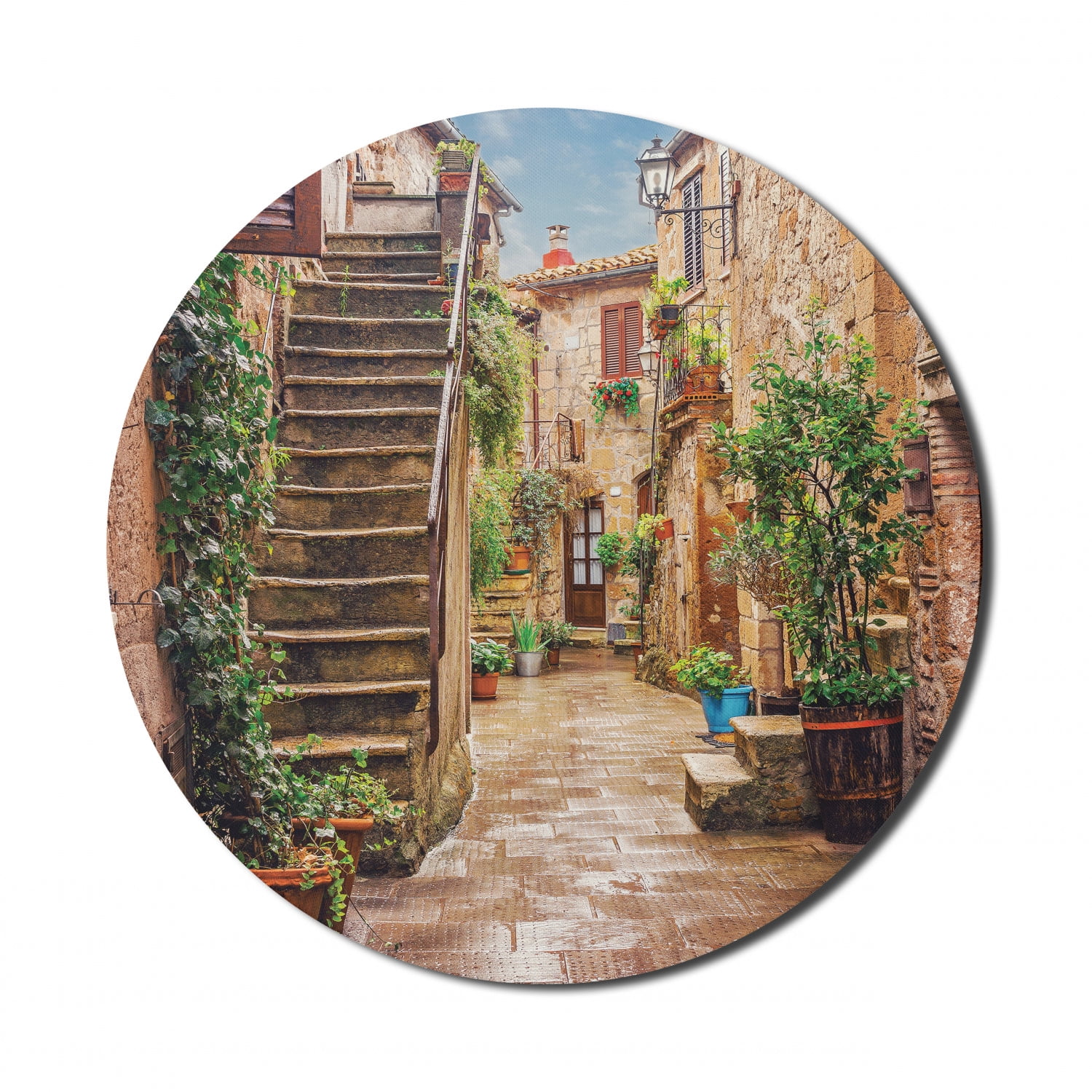 Italian Mouse Pad for Computers, View of Old Mediterranean Street Stone ...
