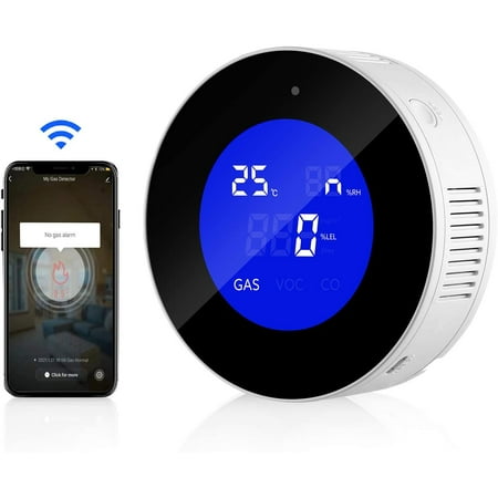 WiFi Natural Gas Detector/Propane Detector, Natural Gas Alarm for Home with LCD Display Plug-in ...