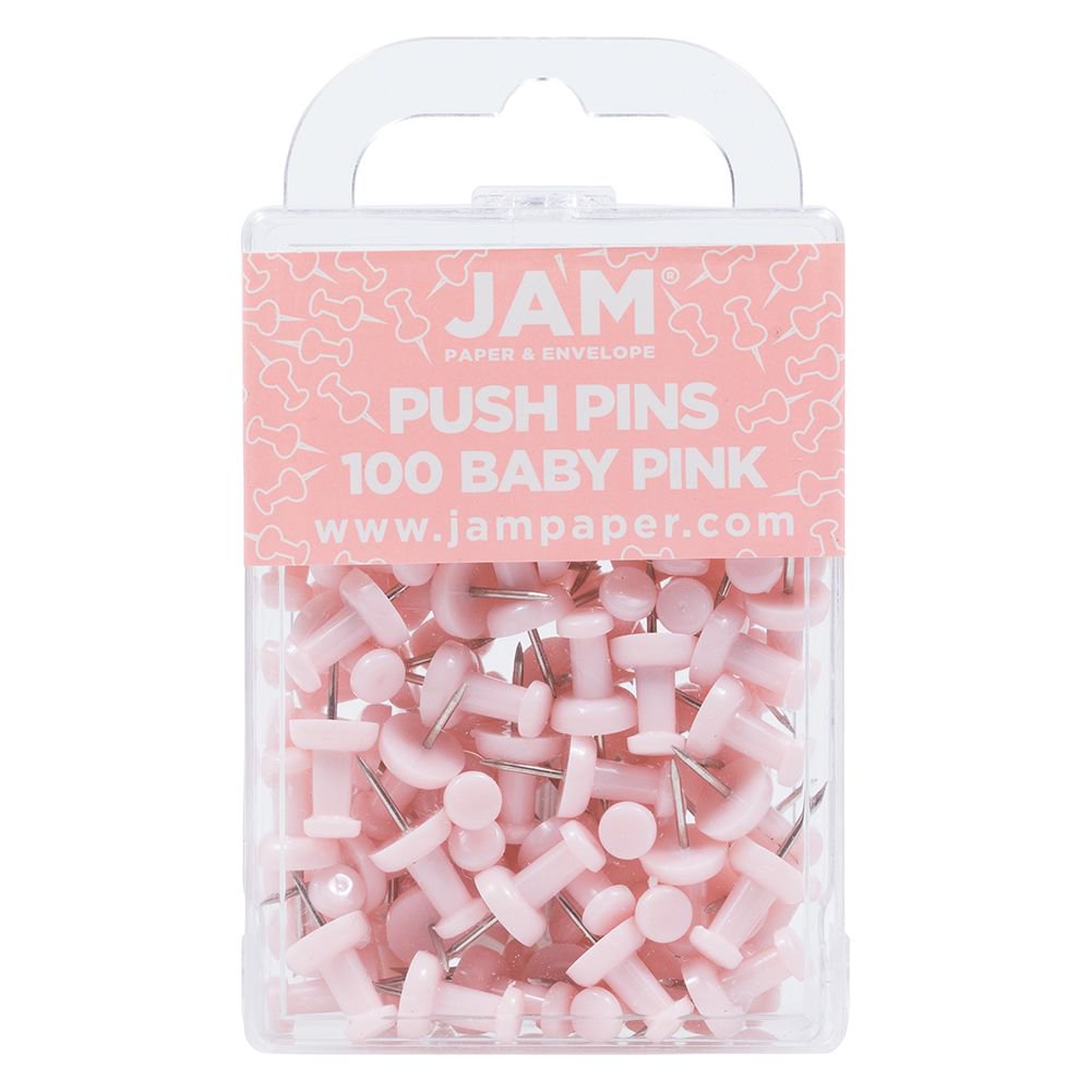 JAM Push Pins, Baby Pink Pushpins, 100/Pack - Walmart.com - Walmart.com
