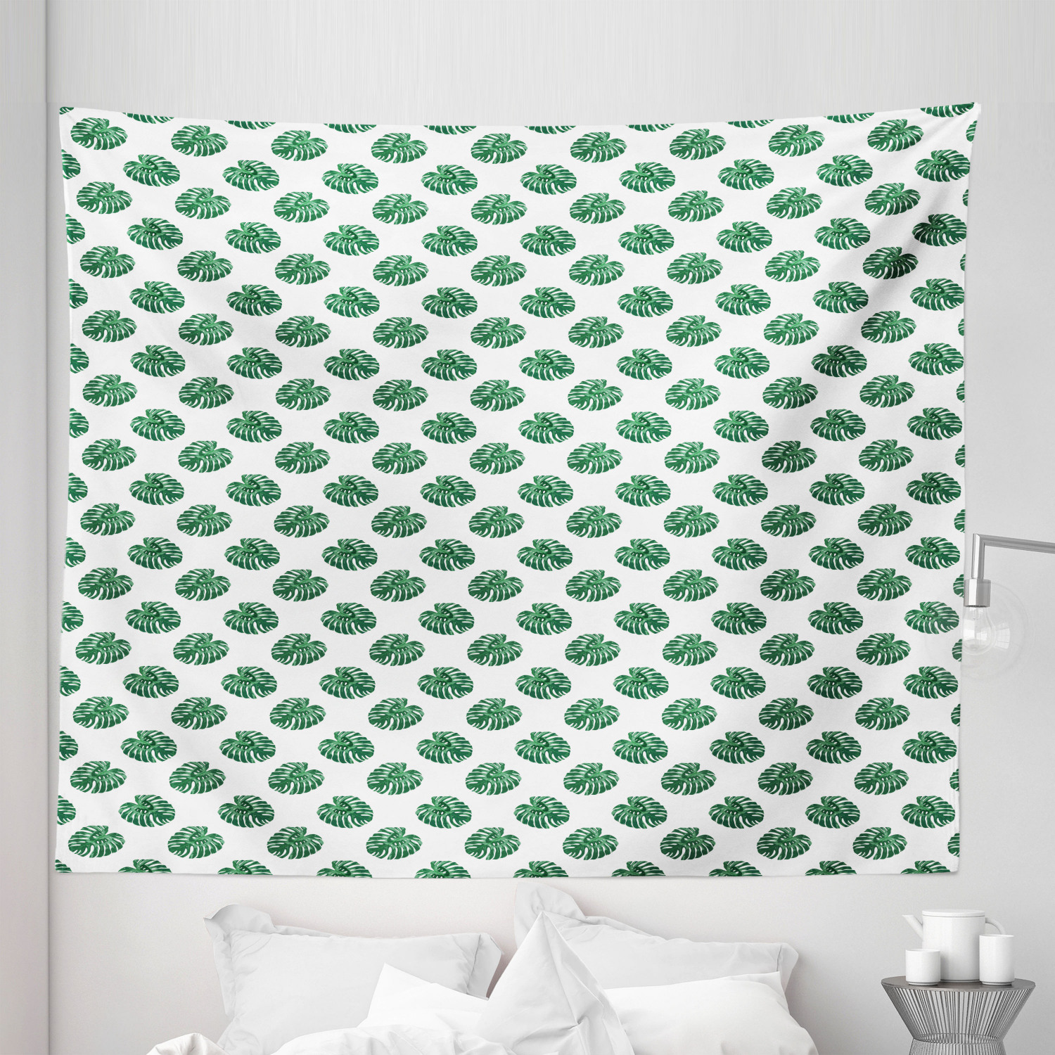 Aloha Tapestry, Exotic Evergreen Forest Pattern Monstera Leaves Jungle ...