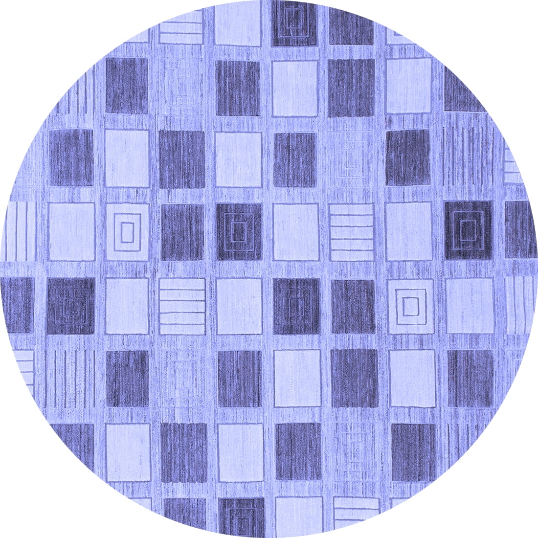 Ahgly Company Indoor Round Checkered Blue Modern Area Rugs, 8' Round ...