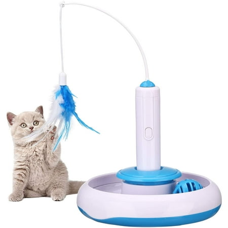 Interactive Cat Toy Indoor Toy with 360 ° Electric Rotating Feather ...