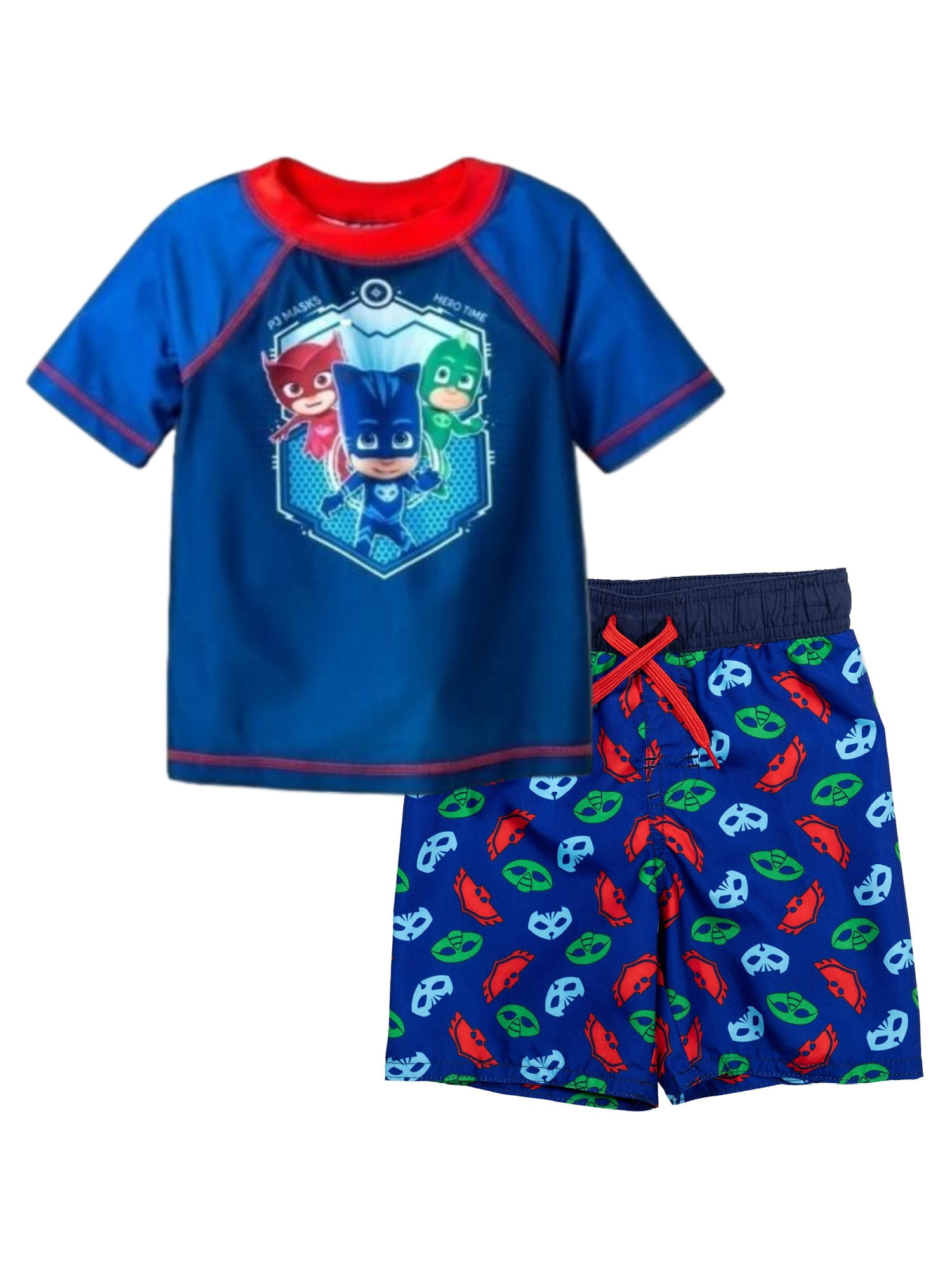 PJ Masks Toddler Boys' Rash Guard and Swim Trunks Set, Sizes 2T-5T ...