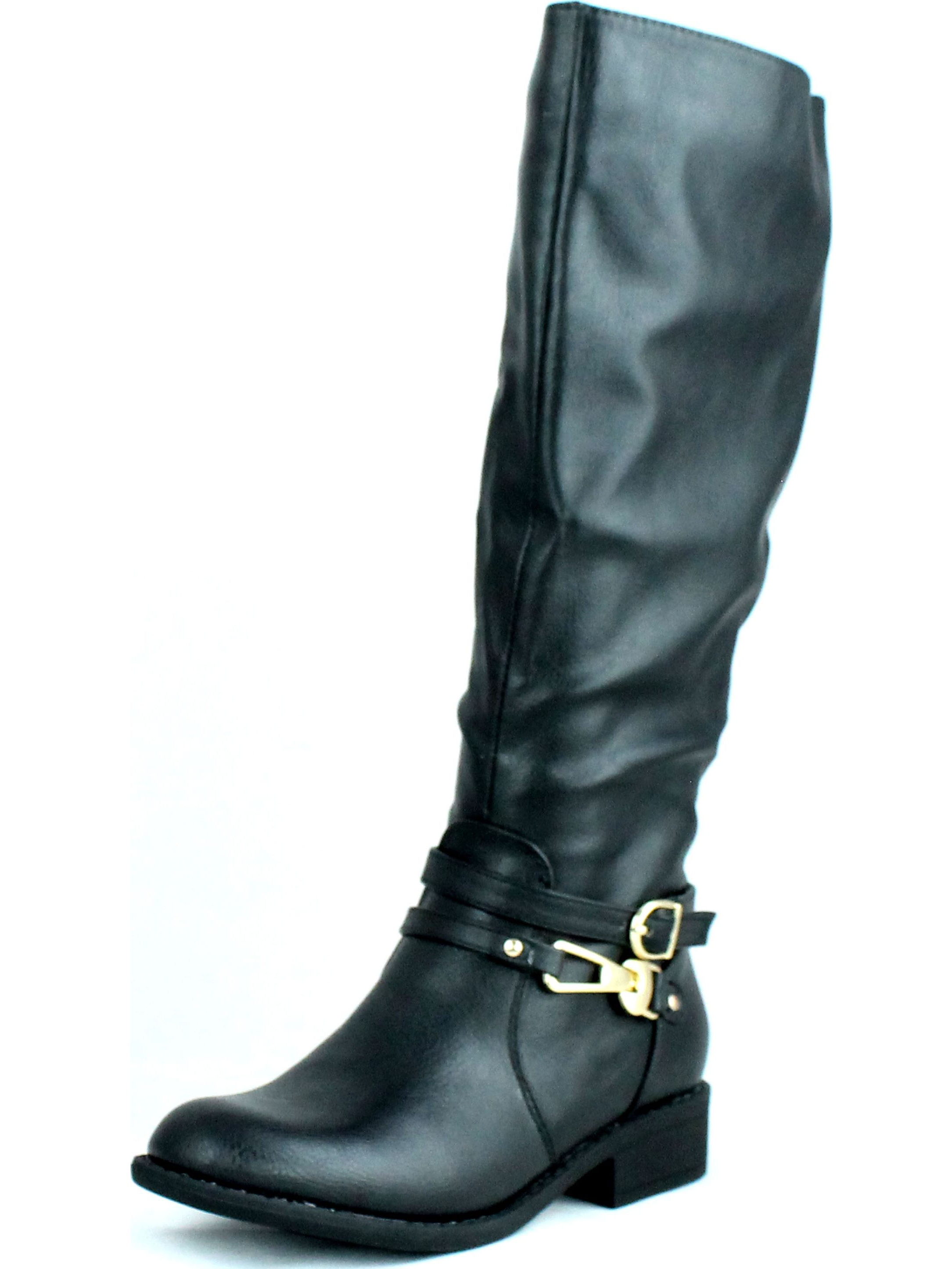 DBDK Womens Chery-4 Simple Side Zipper Almond Toe Combact Riding Knee ...