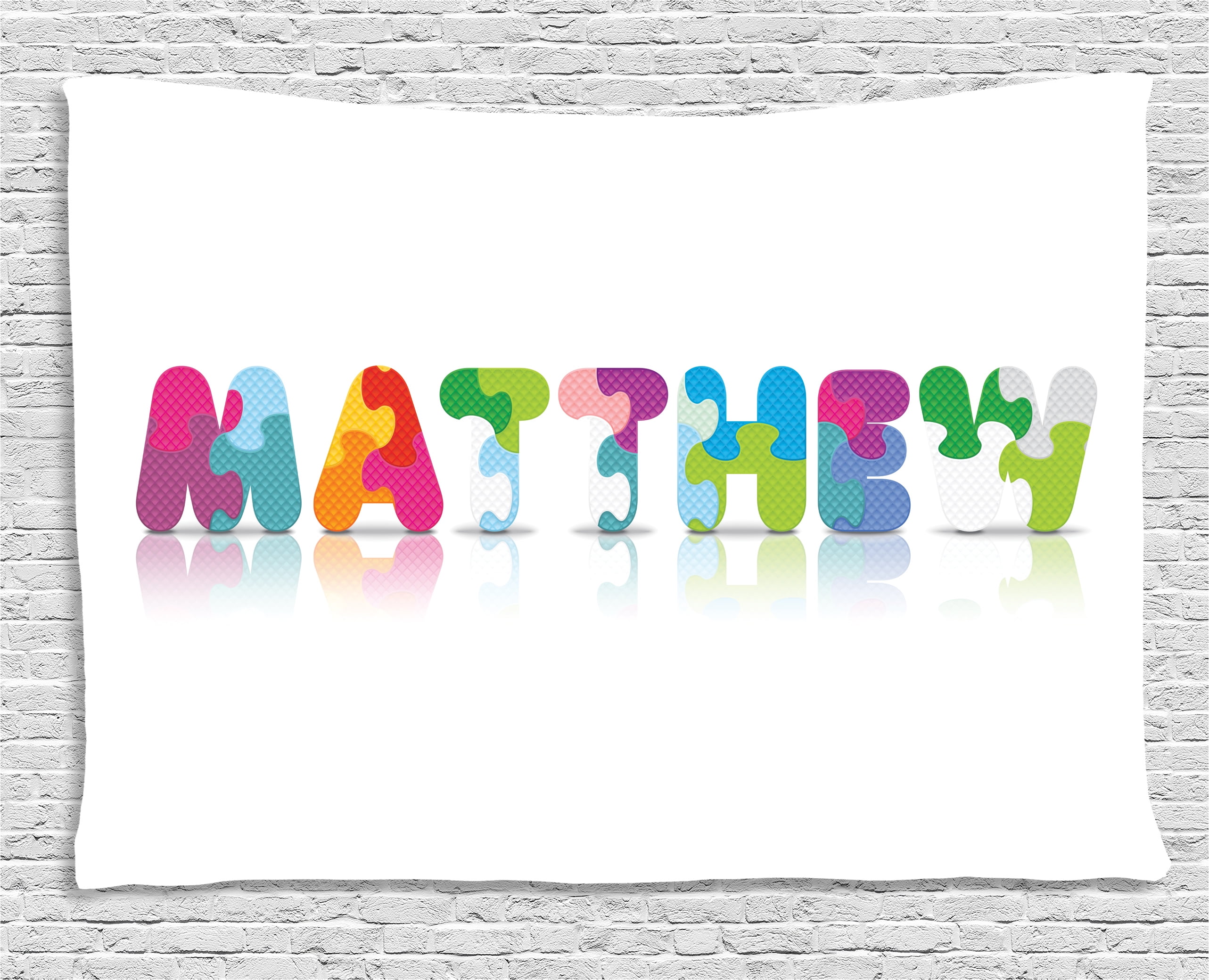 Matthew Tapestry, Colorful Puzzle Alphabet Baby Name with Religious ...