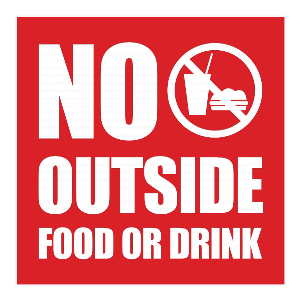 Square No Outside Food or Drink Wall / Door Sign -Red (Medium ...