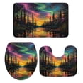 Colorful Star River Bathroom Rugs Set Forest Pine Silhouettes River ...
