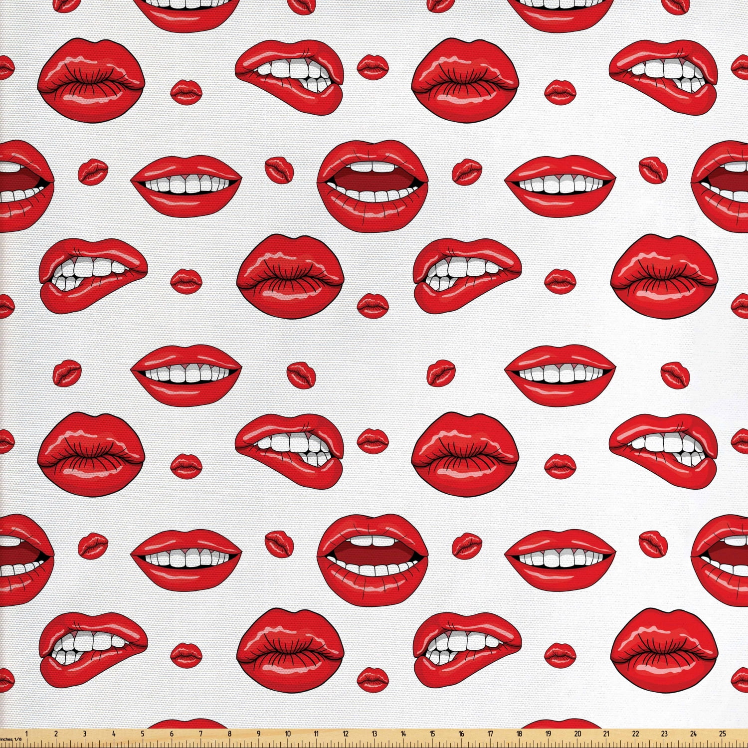 Vintage Fabric by the Yard, Various Women Lip Forms in Several Gestures ...