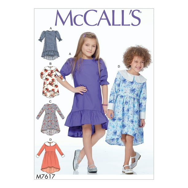 McCall's Sewing Pattern Children's/Girls' High-Low Dresses with Collar ...