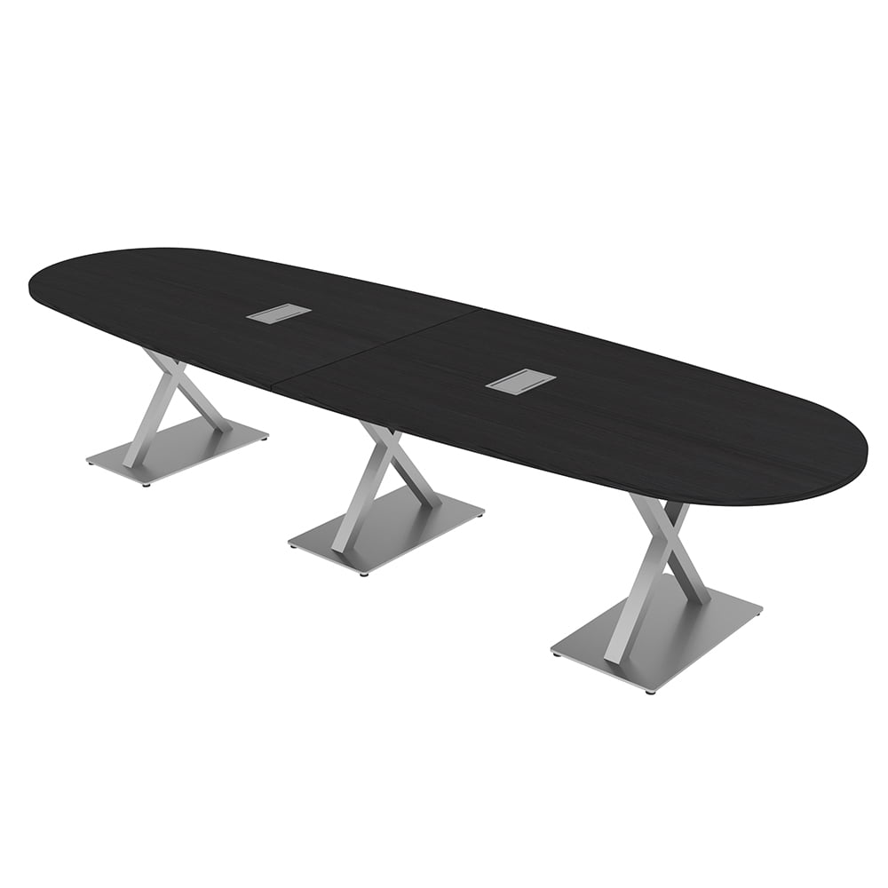 12 Person Boat Oval Conference Table With X Bases Power And Data Units ...