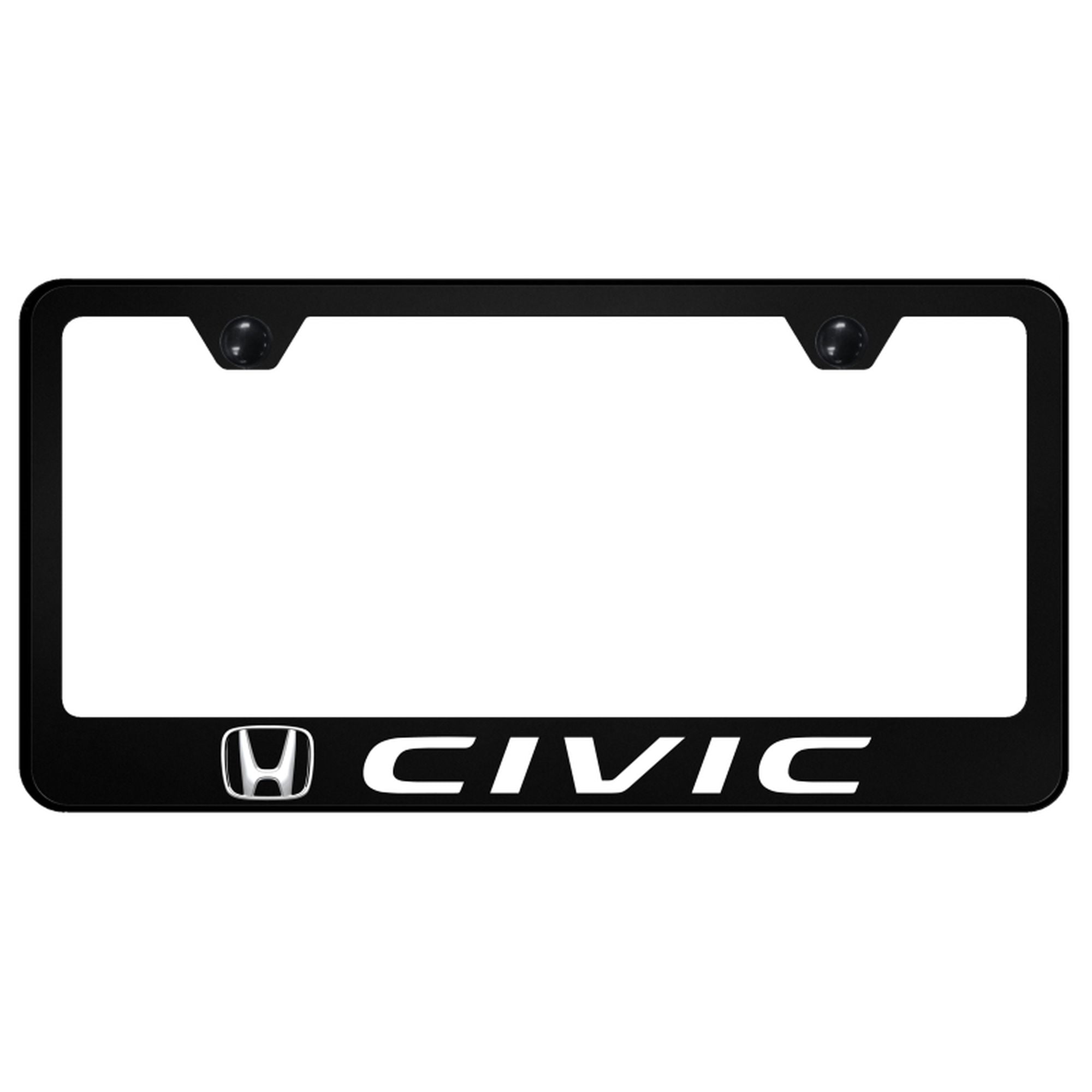 Honda Civic UV Print Polycarbonate License Plate Frame (Black ...