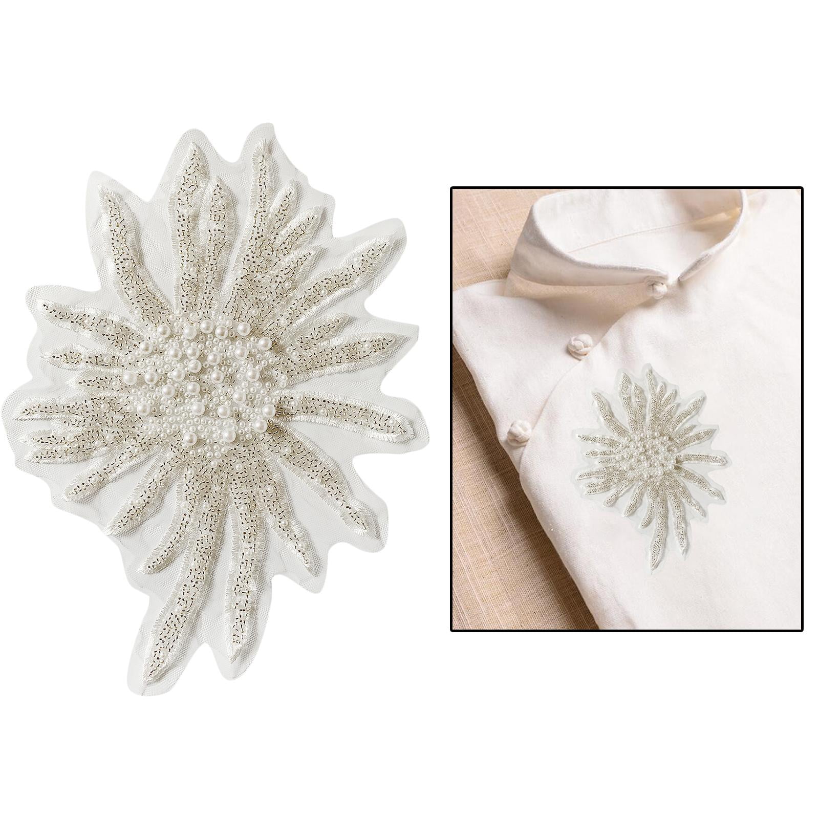 Sew on Embroidered Beaded Pearls Badge Applique Sticker Patch for ...