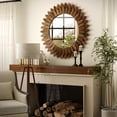 Easy4Home 24" Rustic Wood Mirror Wall Decoration Hanging Round Mirror ...