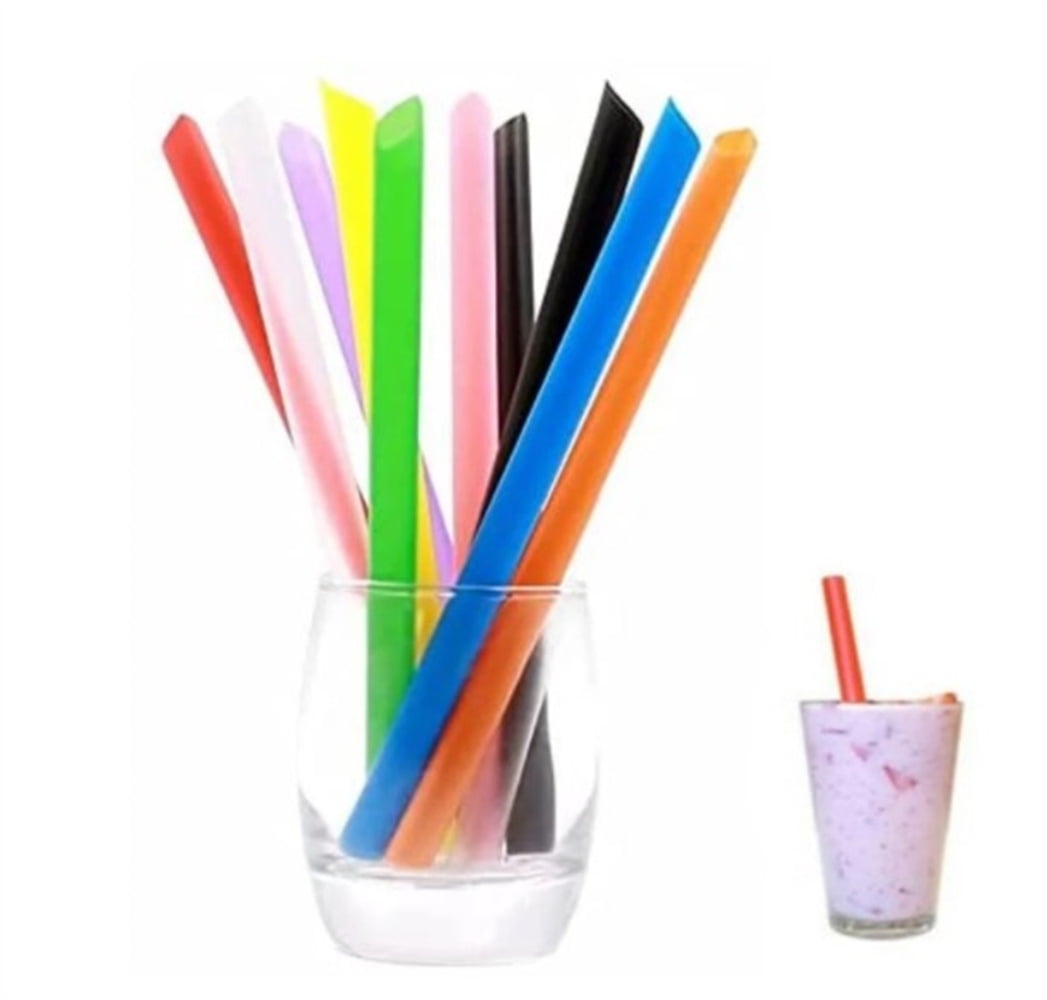 Tutuviw 200 Pcs Jumbo Plastic Drinking Straws, Disposable, Multi ...