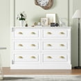 Homfa 6 Drawer White Double Bedroom Dresser, Gold Handle Drawer Chest ... Homfa 6 Drawer White Double Bedroom Dresser, Gold Handle Drawer Chest ...