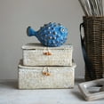Creative Co-Op Stoneware Puffer Fish, Blue Reactive Glaze (Each One ...