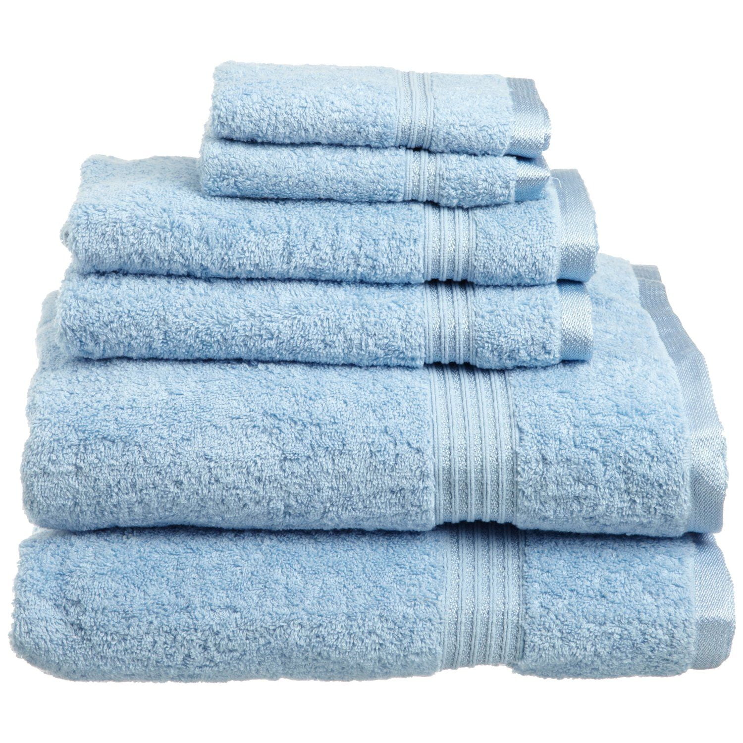 100 Cotton 6 Piece Bath Towel Set Light Blue