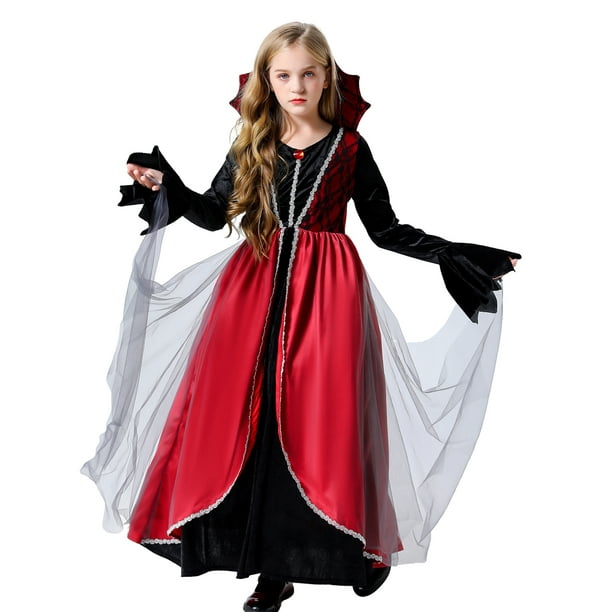 FAROOT Kids Girls Halloween Royal Vampire Costume Retro Flare Sleeve ...