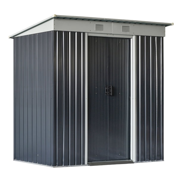 Outsunny 7' x 4' Metal Outdoor Storage Shed w/ Sliding Doors & Vents ...