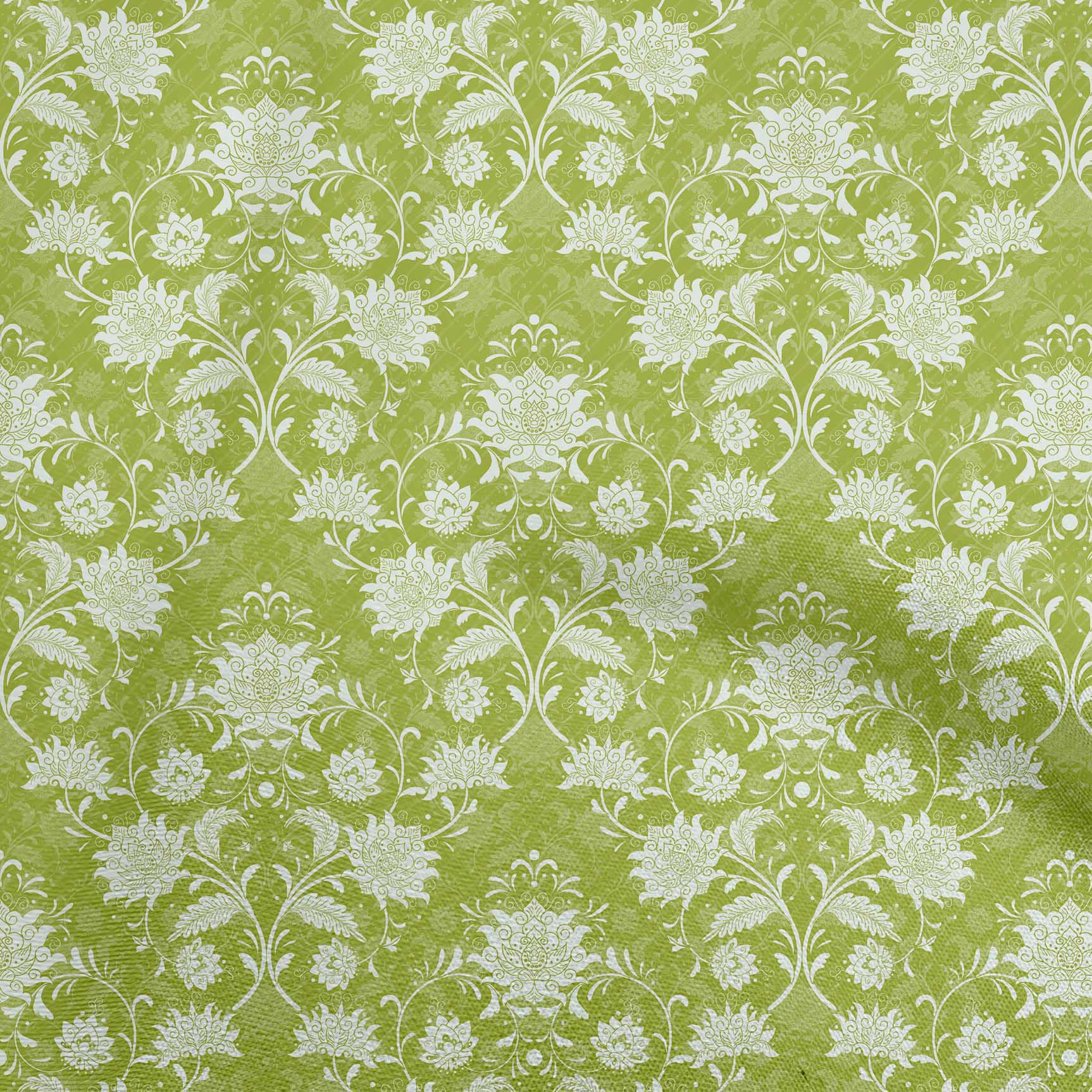 oneOone Cotton Silk Light Green Fabric Floral Sewing Material Print ...