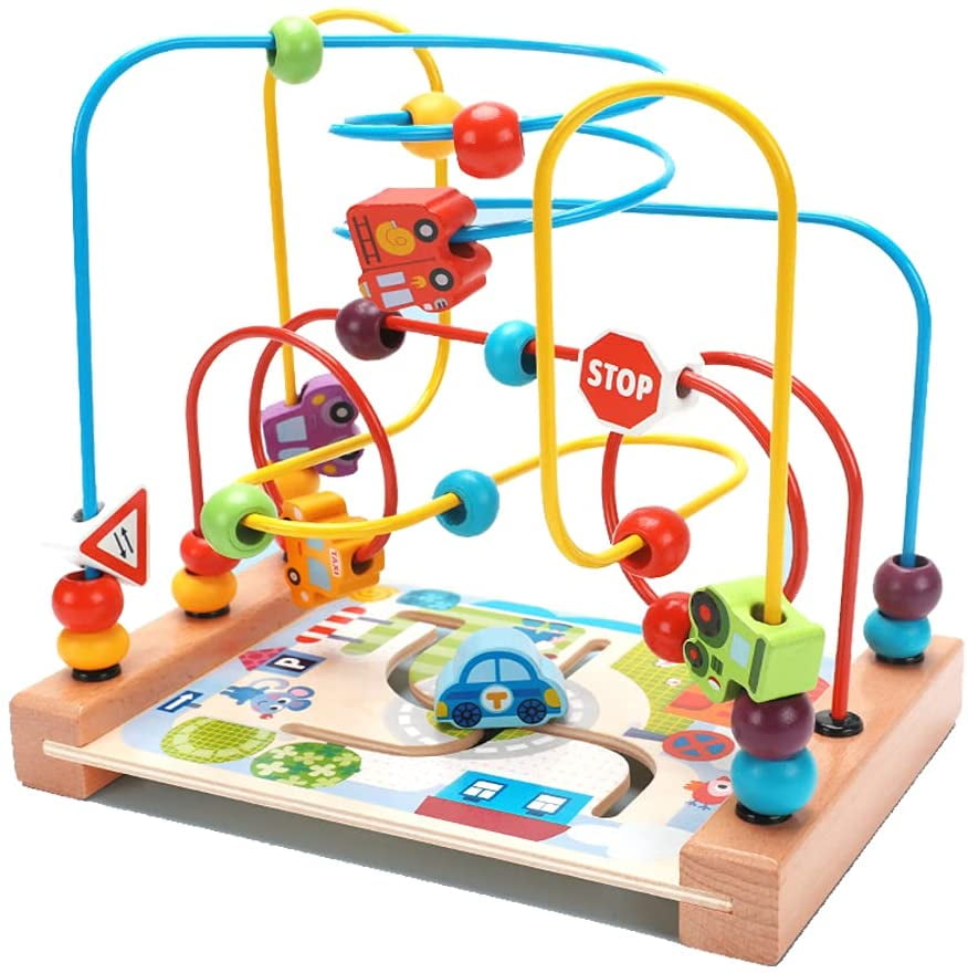 Wooden Fruits Insect Bead Maze Roller Coaster Activity Cube Educational ...
