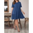 Blue Day Plus Size Womens Loose A-Line Short Sleeve Dress With Ruffle ...