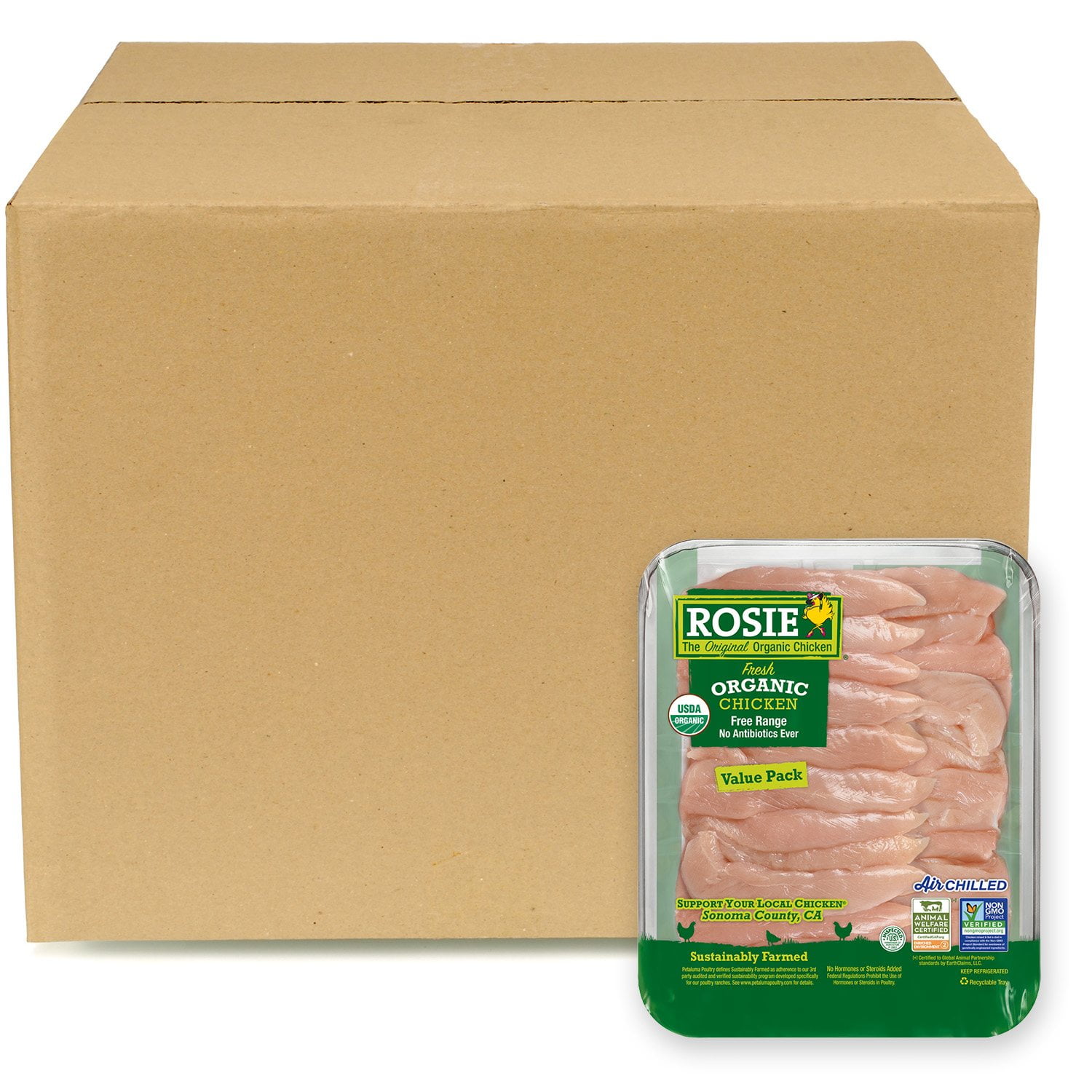 Rosie Organic Boneless and Skinless Chicken Tenders, Case priced per ...