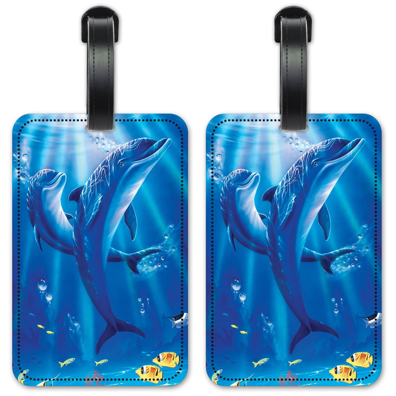 Sunlit Dolphins - Luggage ID Tags / Suitcase Identification Cards - Set ...