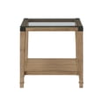 OakvillePark Velor Wood End Table with Tempered Glass Table Top, Open ...