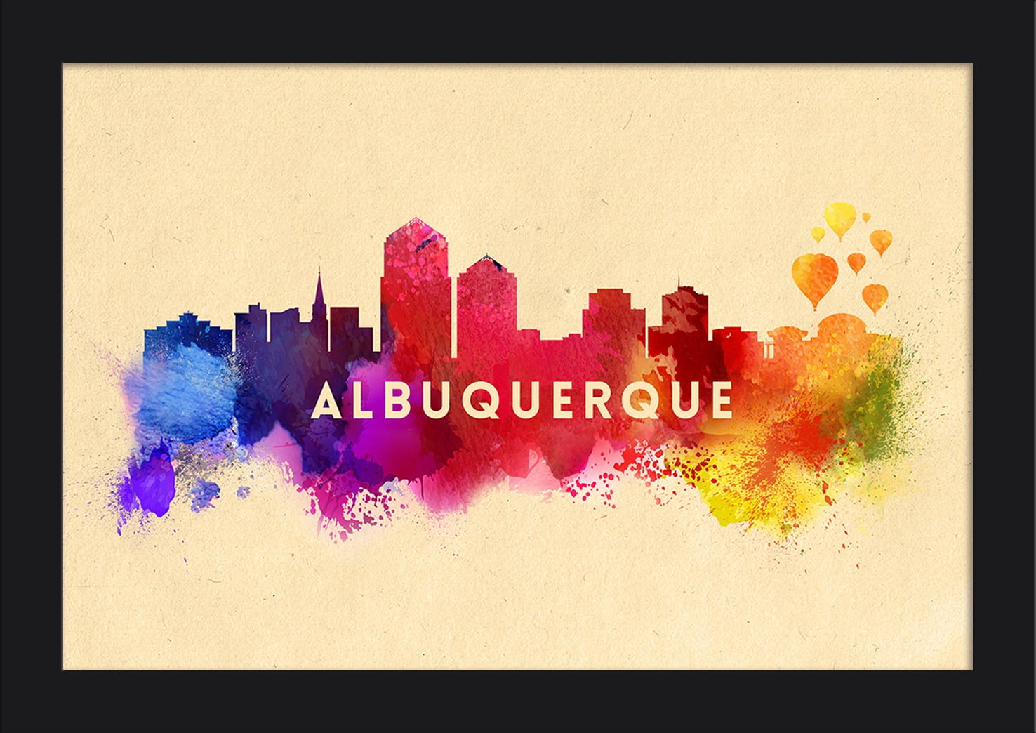 Albuquerque, New Mexico - Skyline Abstract - Lantern Press Artwork ...