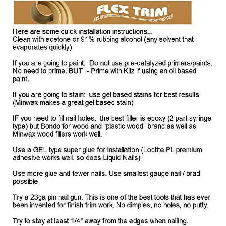 Bendable Trim Molding FLEXTRIM #444 Flexible Molding - 11/16" X 3.25 ...
