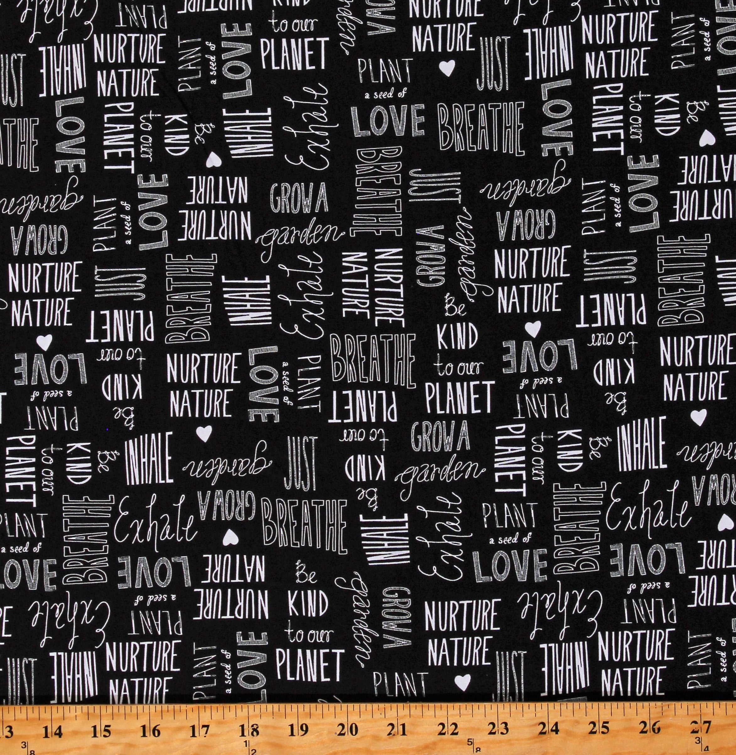 Cotton Love the Earth Words Quotes Sayings Nature White on Black Cotton ...