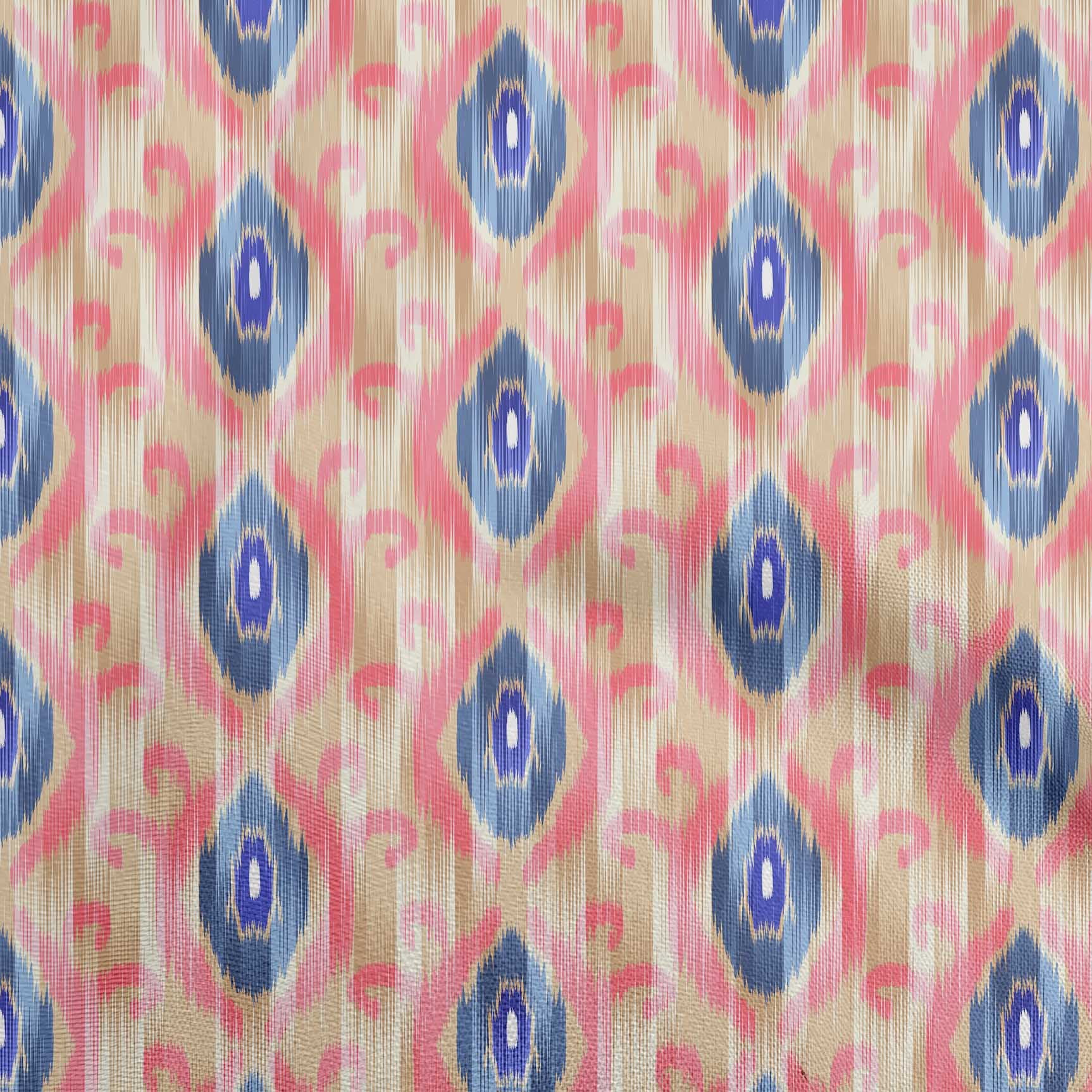 oneOone Silk Tabby Beige Fabric Ikat Sewing Material Print Fabric By ...