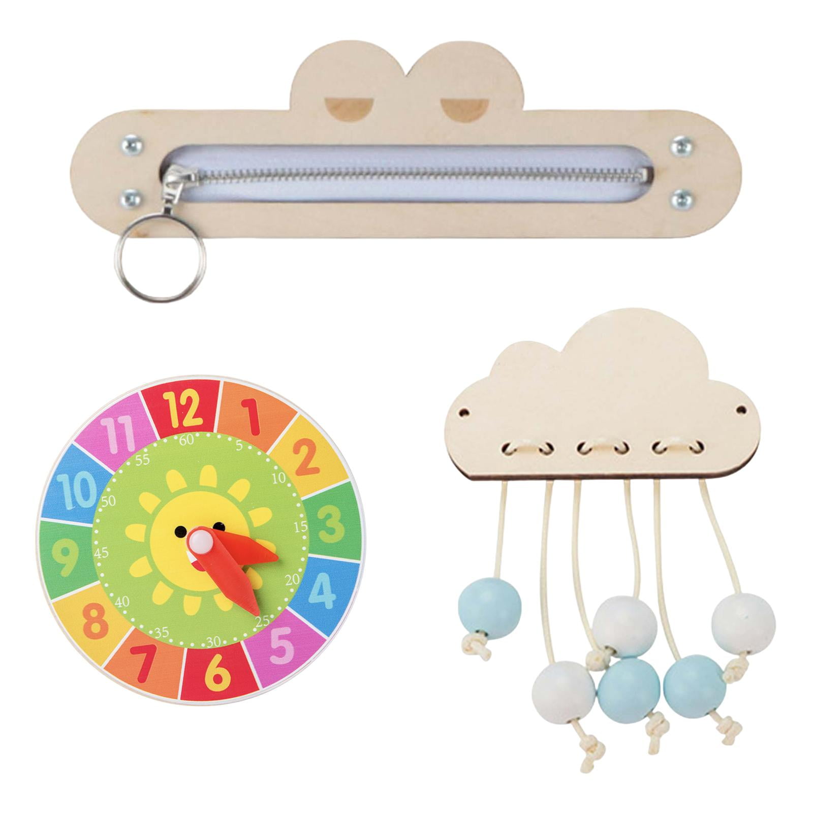 Busy Board Learning Toy Frog Zipper and Clouds and Solar Round Clock ...