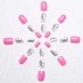 24 Pieces Colorful Pink Leaf Design Square Press on Nails - Easy ...