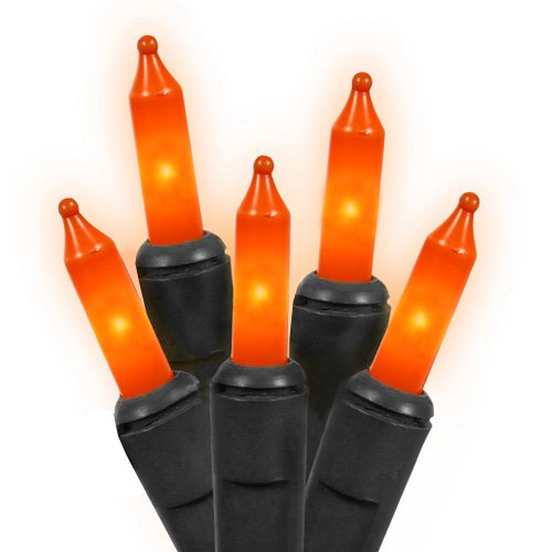 Set of 35 Opaque Orange Mini Halloween Lights - Black Wire - Walmart.com