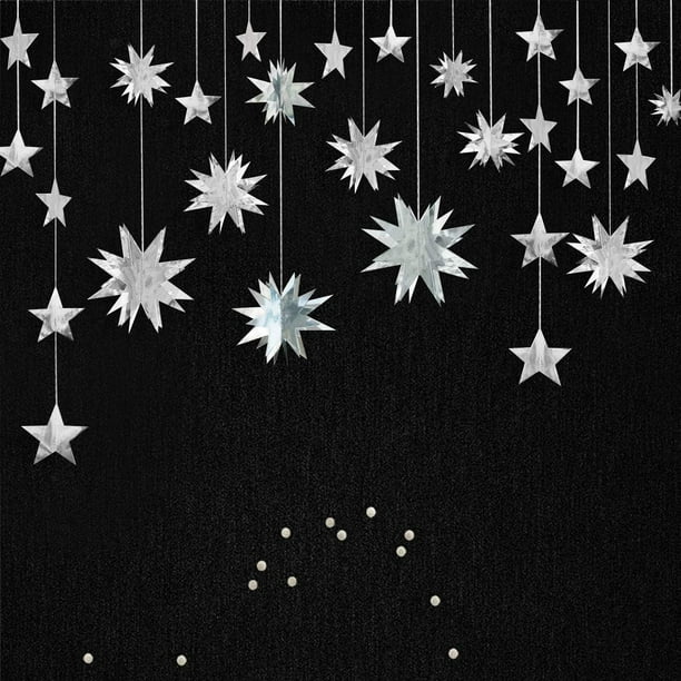 Juego de banderines metálicos con forma de estrella plateada, 12 m, de ...