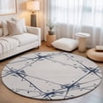Abstract Geometric 4FT Round Area Rugs Navy Blue Splatter Lines ...