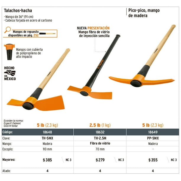 Talacho-hacha 2.5 lbs mango de madera Truper Talacho-hacha 2.5 lbs ...