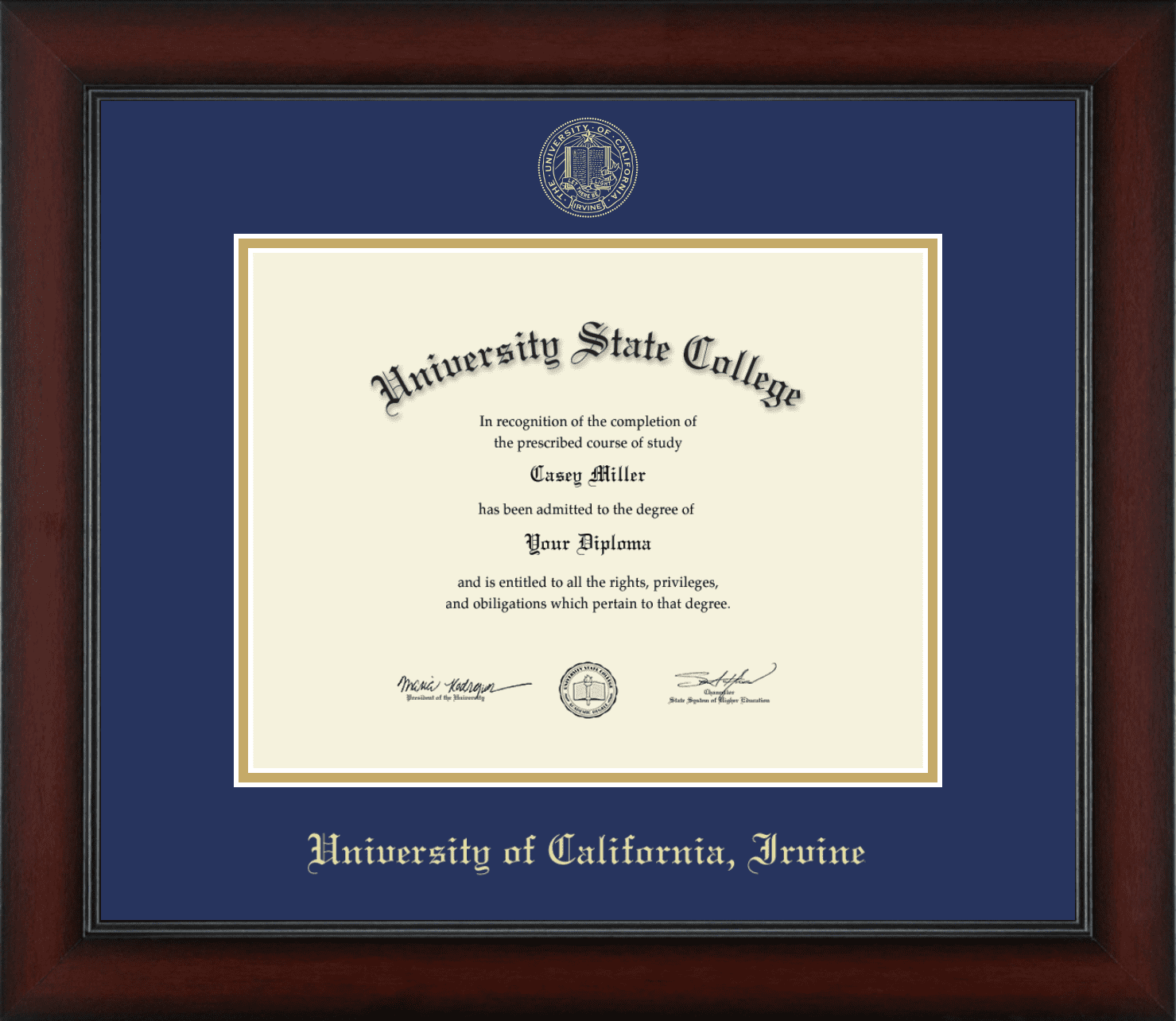University of California Irvine Diploma Frame, Document Size 11" x 8.5 ...