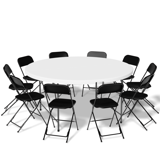 MoNiBloom 4.5FT Round Folding Table, Heavy Duty Plastic Portable Round ...