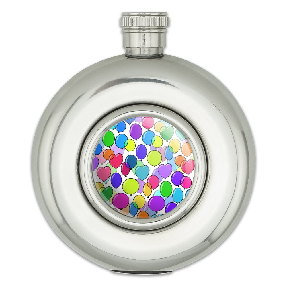 Colorful Balloons Pattern Round Stainless Steel 5oz Hip Drink Flask ...